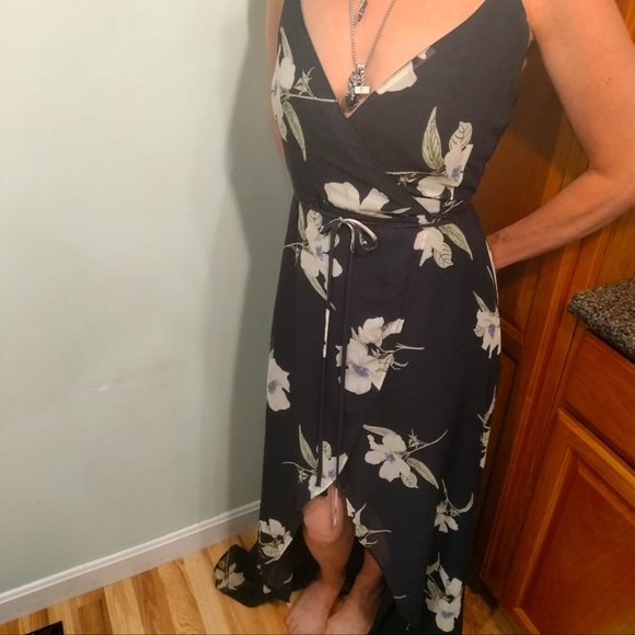 Lulus | Dresses | Lulus Blue Floral Wrap Dress | Poshmark